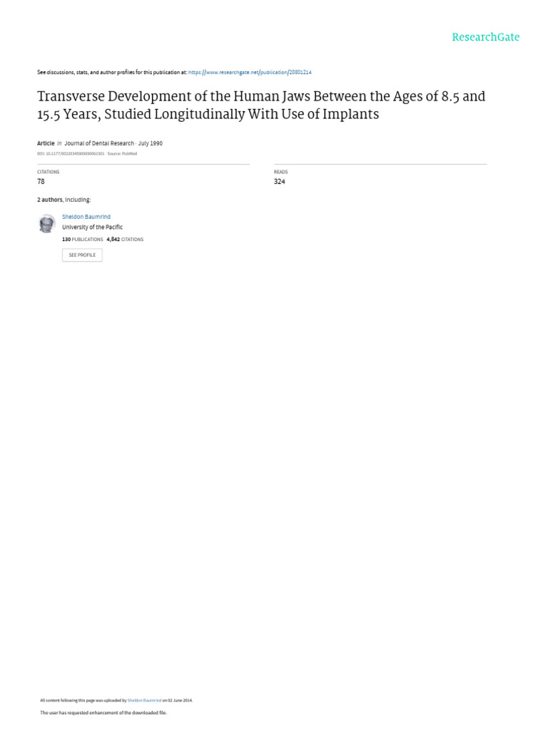 Carlson DS - Transverse Development of The Human Jaws Between The Ages of 8.5 and 15.5 Years ...