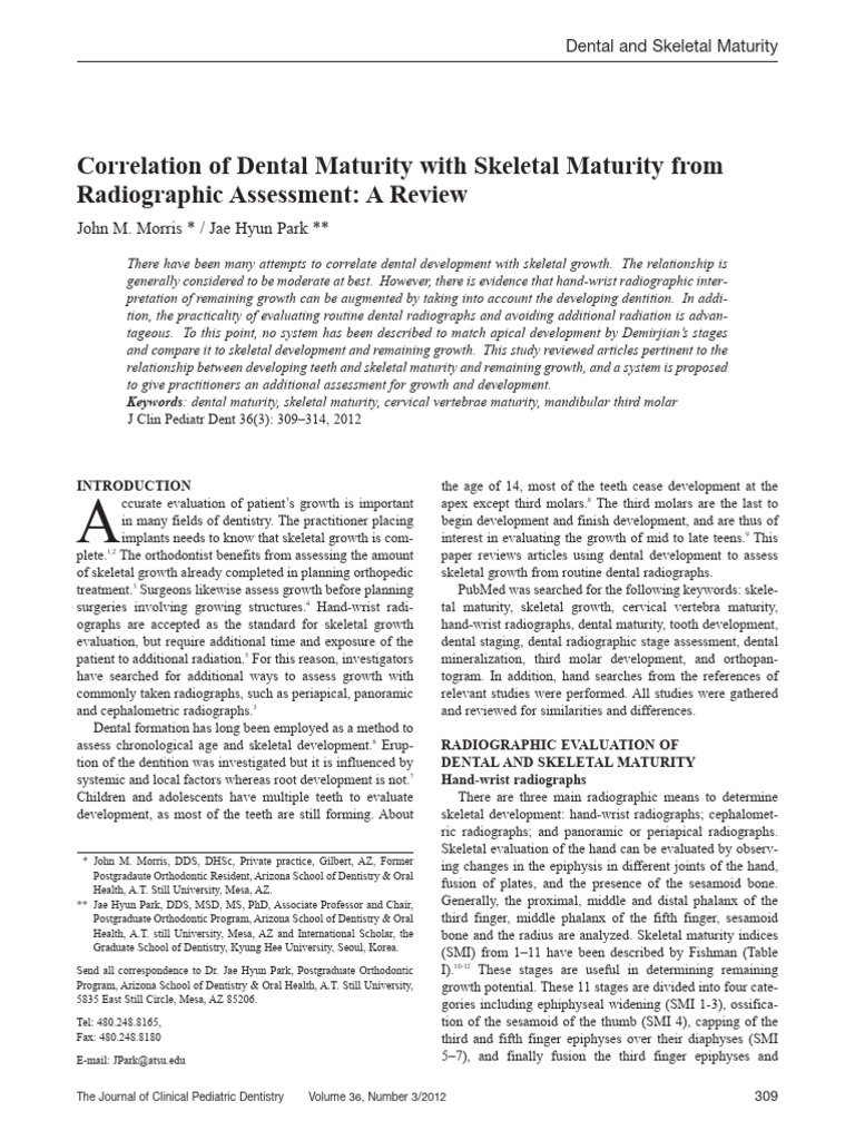 Morris2012 - Correlation of Dental Maturity With Skeletal Maturity From ...