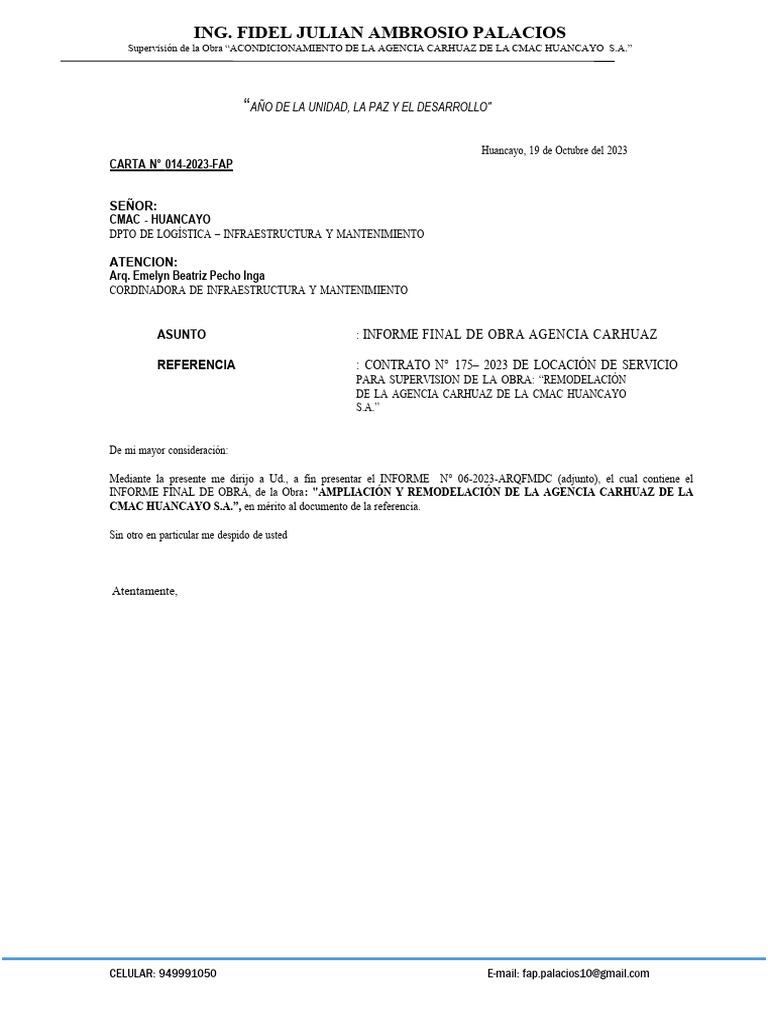 Carta Inf Final-2023-Fap | PDF