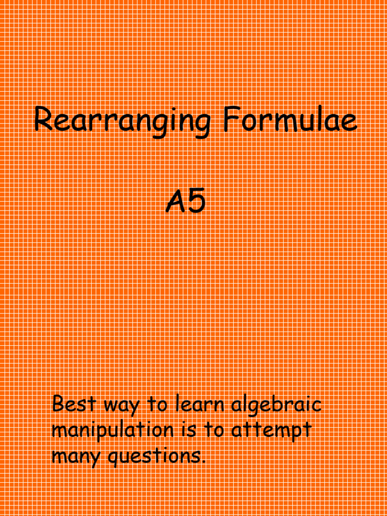 A5 - Rearanging Formulae | PDF