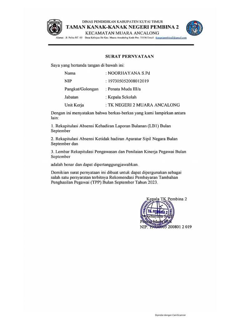 Absen TGL 23 TKN 2 Ma - Ancalong | PDF