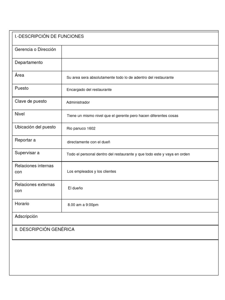 Formato Completo de Descripcion de Puestos | PDF | Business | Economias