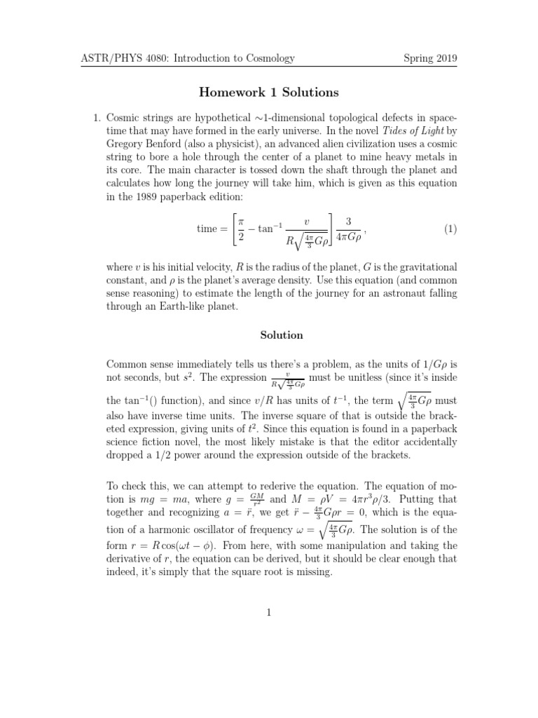 hw01 Sol | Download Free PDF | Redshift | Universe
