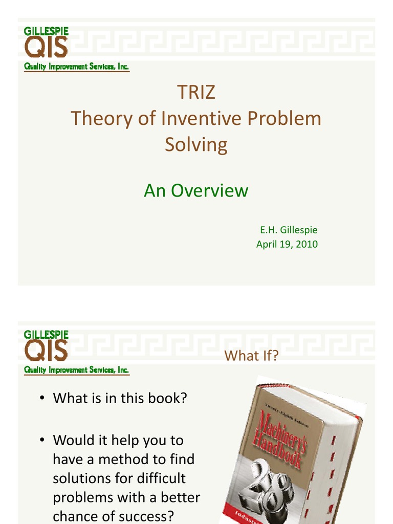 TRIZ Theory of Inventive Problem Solving Overview | PDF | Cognitive ...