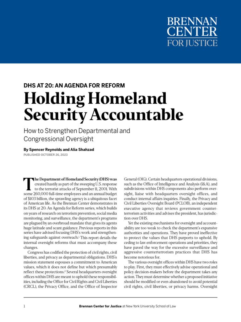 Holding Homeland Security Accountable | PDF | United States Department ...