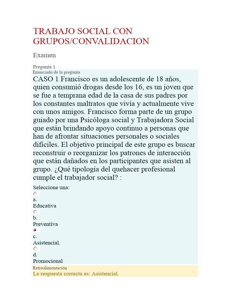 Examen de Trabajo Social Grupal | PDF | Trabajo Social | Abuso infantil