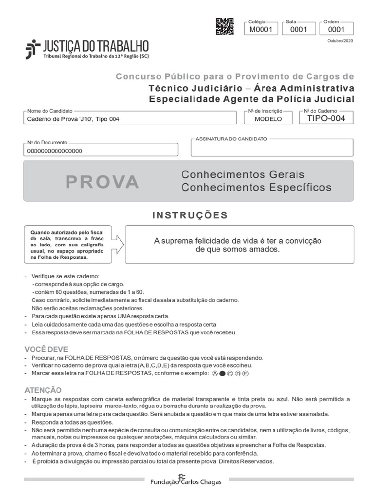 Prova APJ TRT 12 | PDF