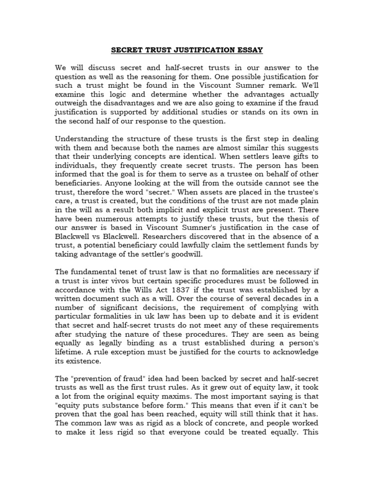 Law Students' Guide to Secret Trusts | PDF | Trust Law | Equity (Law)