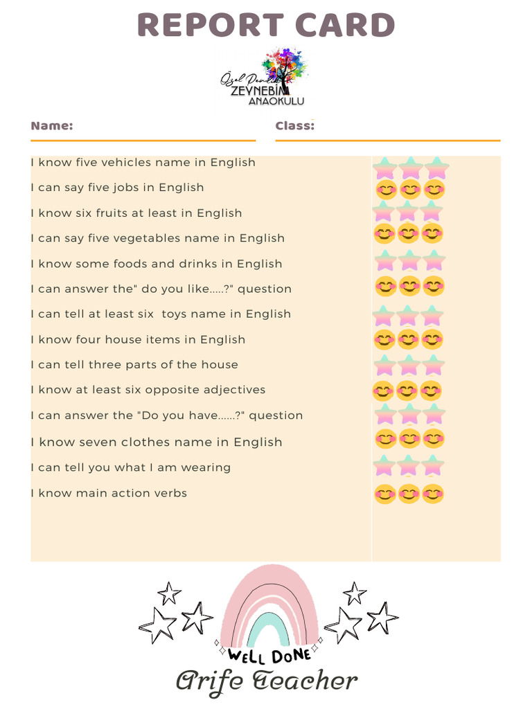 3-4 Years Report Card | PDF