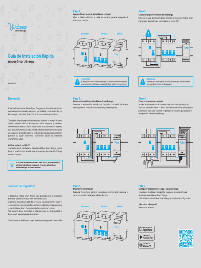 ManualUsuario_WabeeSmartEnergy_3F_DIN (1) | PDF | Ingenieria Eléctrica | Corriente eléctrica