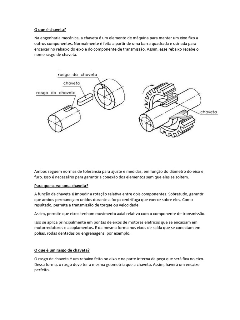 Chaveta | PDF | Engenharia Mecânica | Mecânica