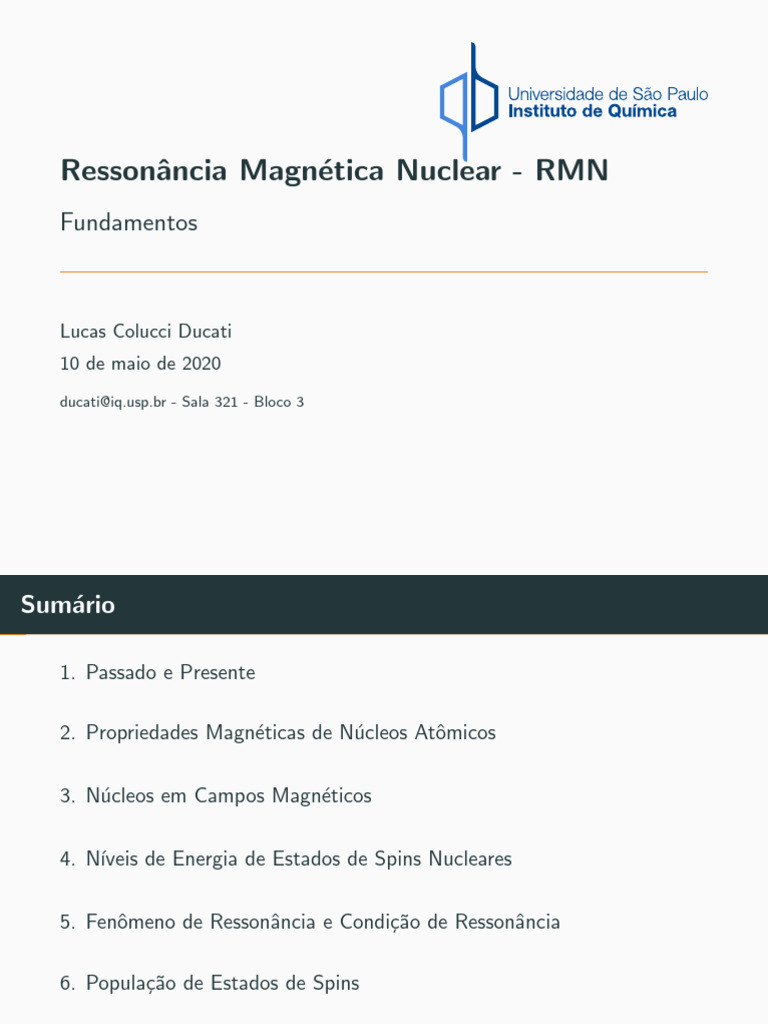 Fundamentos da Ressonância Magnética Nuclear | PDF