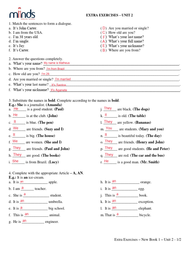 BOOK ONE - Extra Exercises | PDF | Linguistics