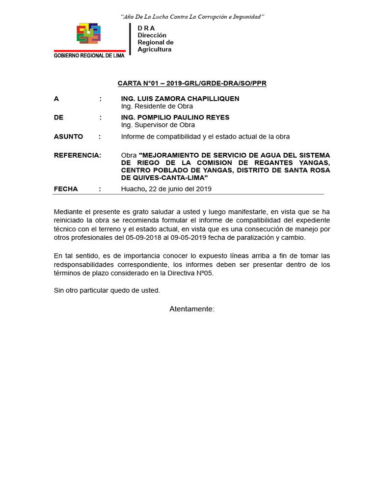 Carta Ppr. Yangas | PDF | Lima