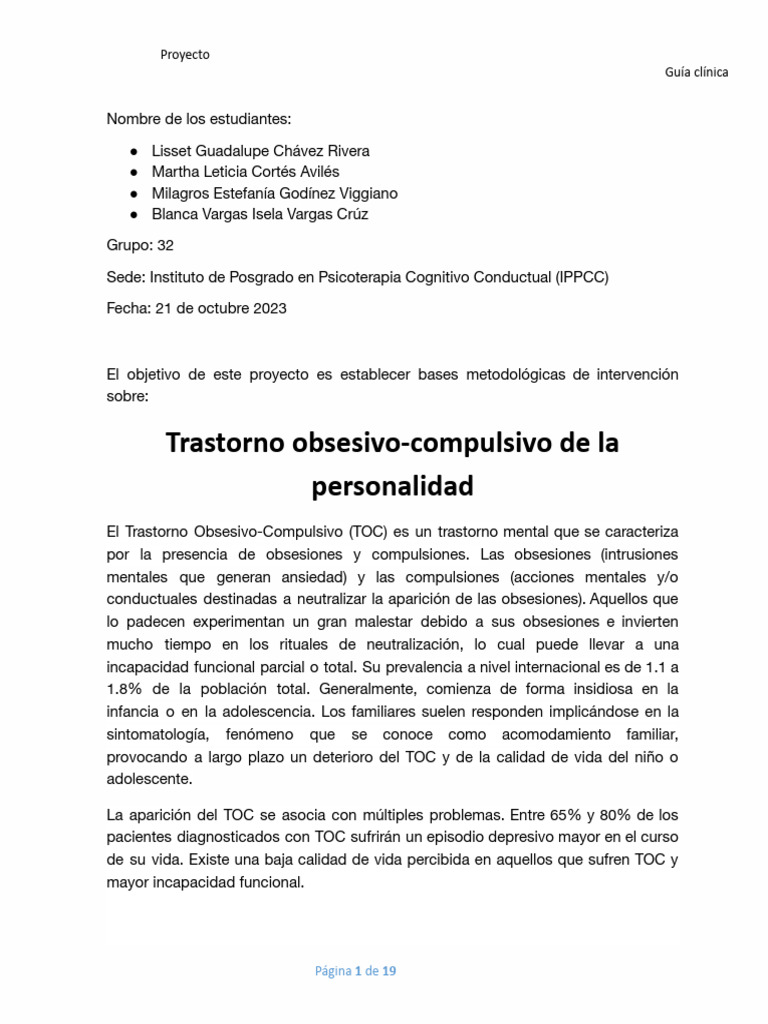 Guía TOC y TLP | PDF | Terapia de conducta cognitiva | Trastorno límite de la personalidad