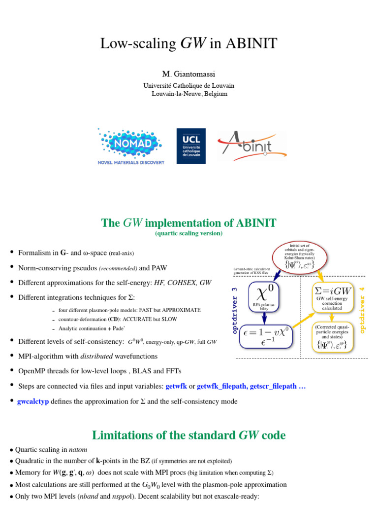 Low-Scaling GW Implementation in ABINIT | PDF | Sphere | Mathematical ...