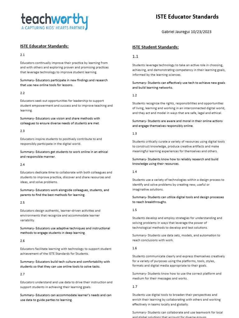 Educator Iste Standards-1 | PDF | Learning | Teachers