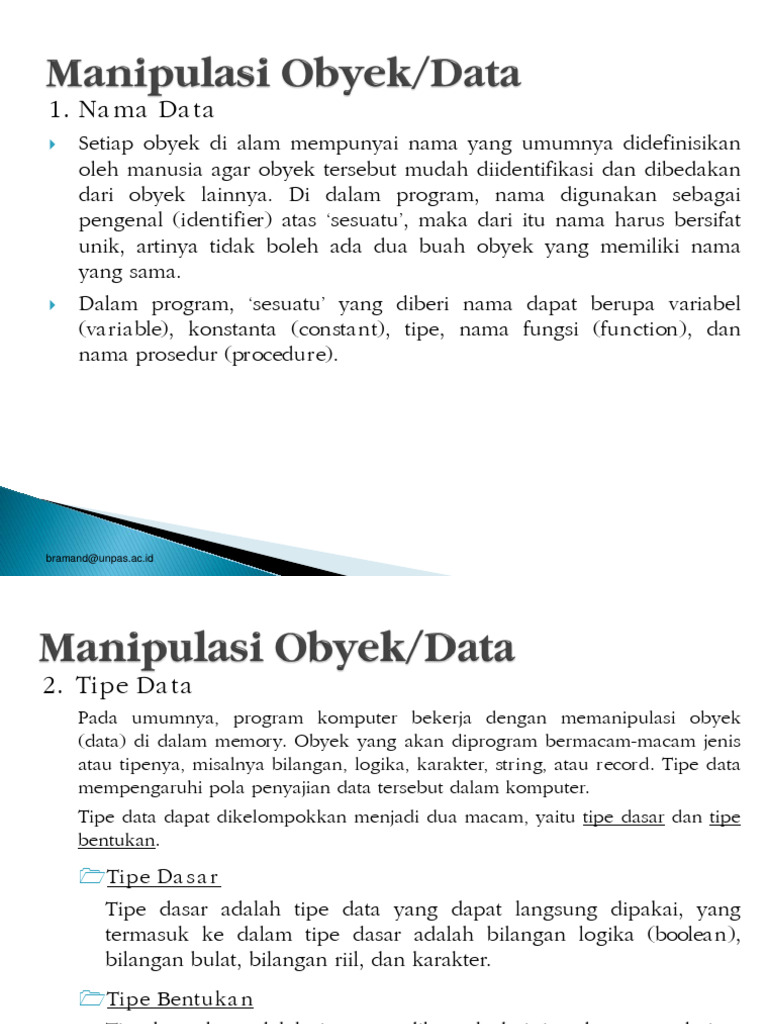51 Manipulasi Obyek (Data) | PDF