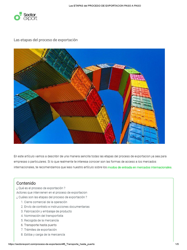 Material Semana 8 Las ETAPAS Del PROCESO DE EXPORTACION PASO A PASO | PDF | Exportaciones ...