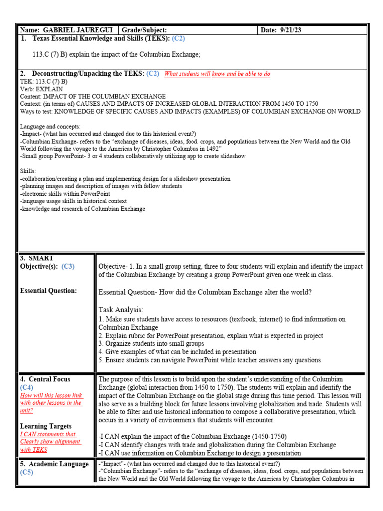 Edtpa Lesson Plan Guide LPG - 1 1 Number Two | PDF | Learning | Teachers