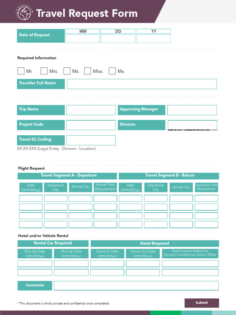 Travel Request Form | PDF | Transport | Vehicles