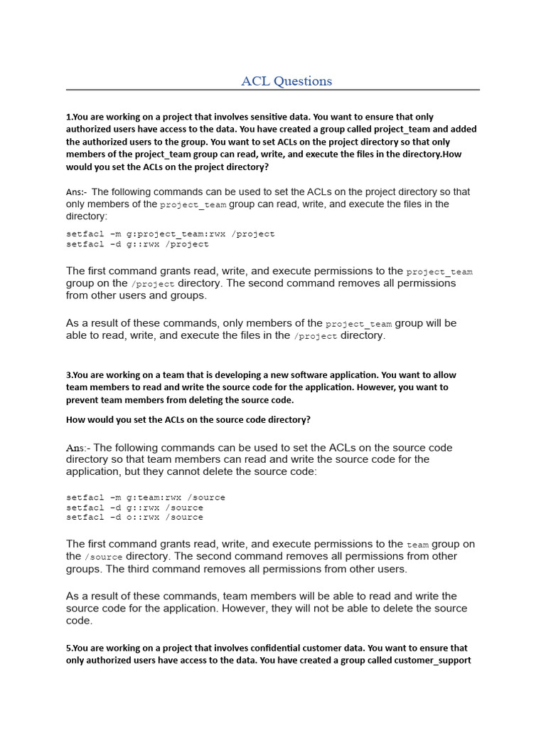 ACL Questions | PDF | Computer File | Directory (Computing)