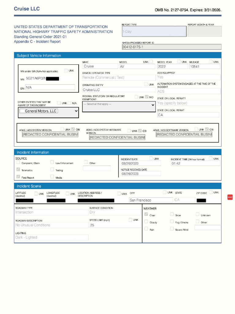 NHTSA First Report On Cruise | PDF