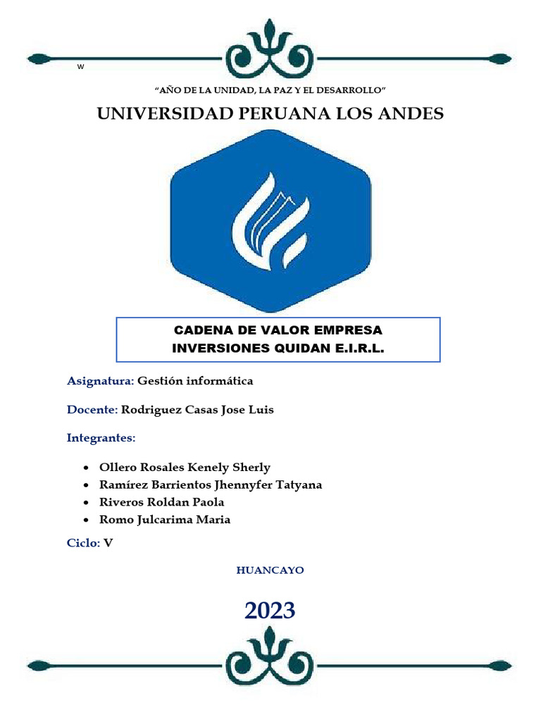 Cadena de Valor Inversiones Quidan E.I.R.L. | PDF