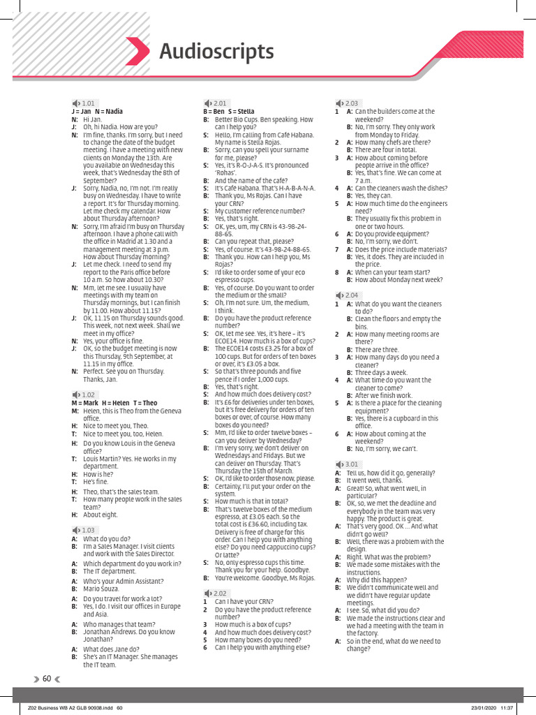 Z02 Business WB A2 GLB 90938 Scripts | PDF