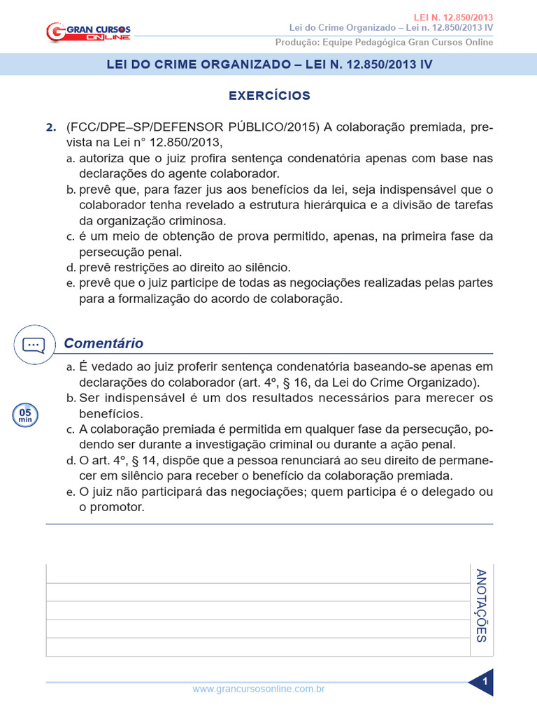 Análise da Lei 12.850/2013 sobre Crime Organizado | PDF | Crimes ...