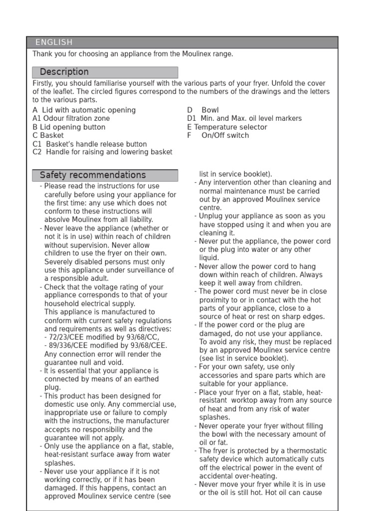 Manual de Usuario Moulinex Principio Radi (8 Páginas) | PDF | Ac Power Plugs And Sockets ...