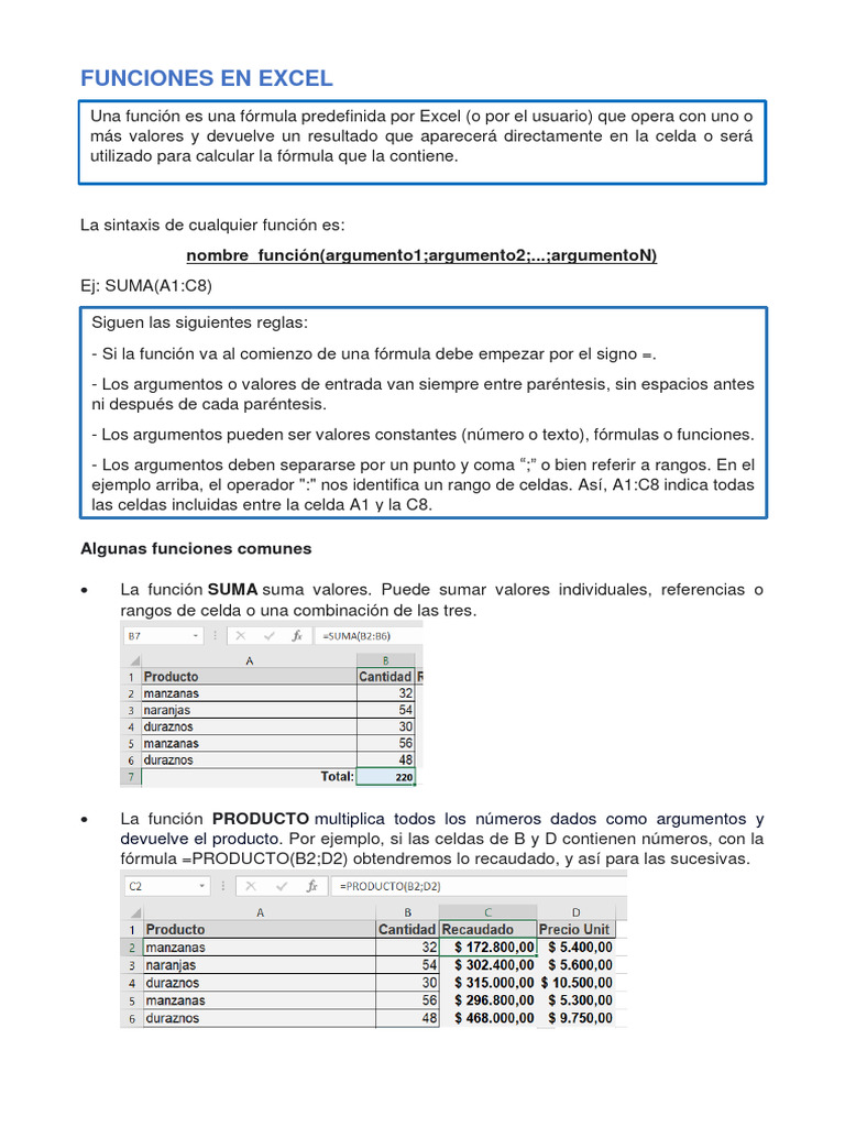 Funciones Excel Teoria Pdf Función Matemáticas Microsoft Excel