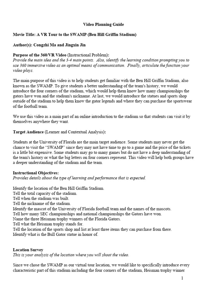 360 Video Planning Guide | PDF | Cognition | Learning