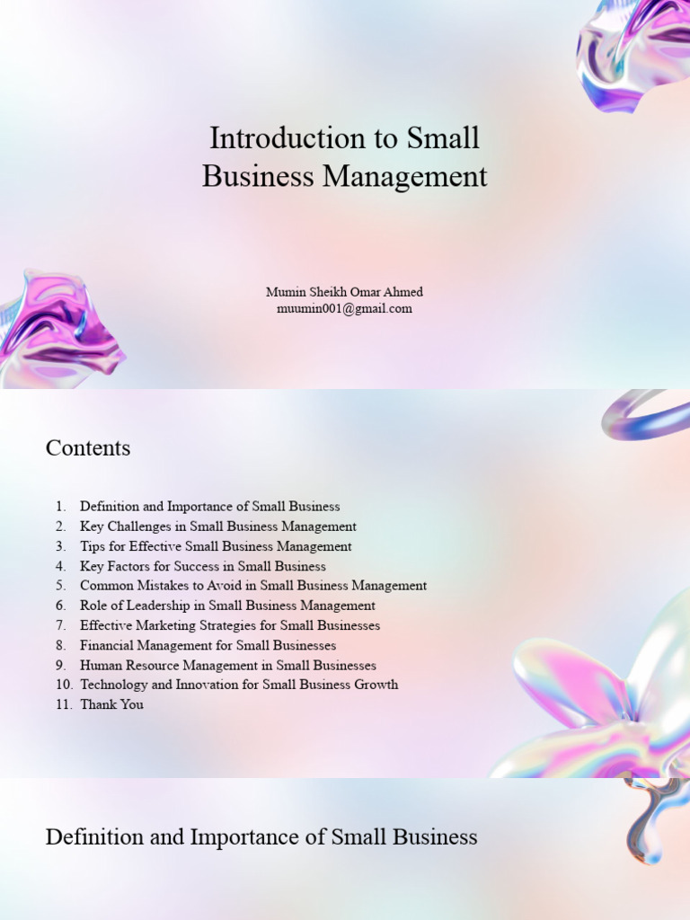 Introduction To Small Business Management | PDF