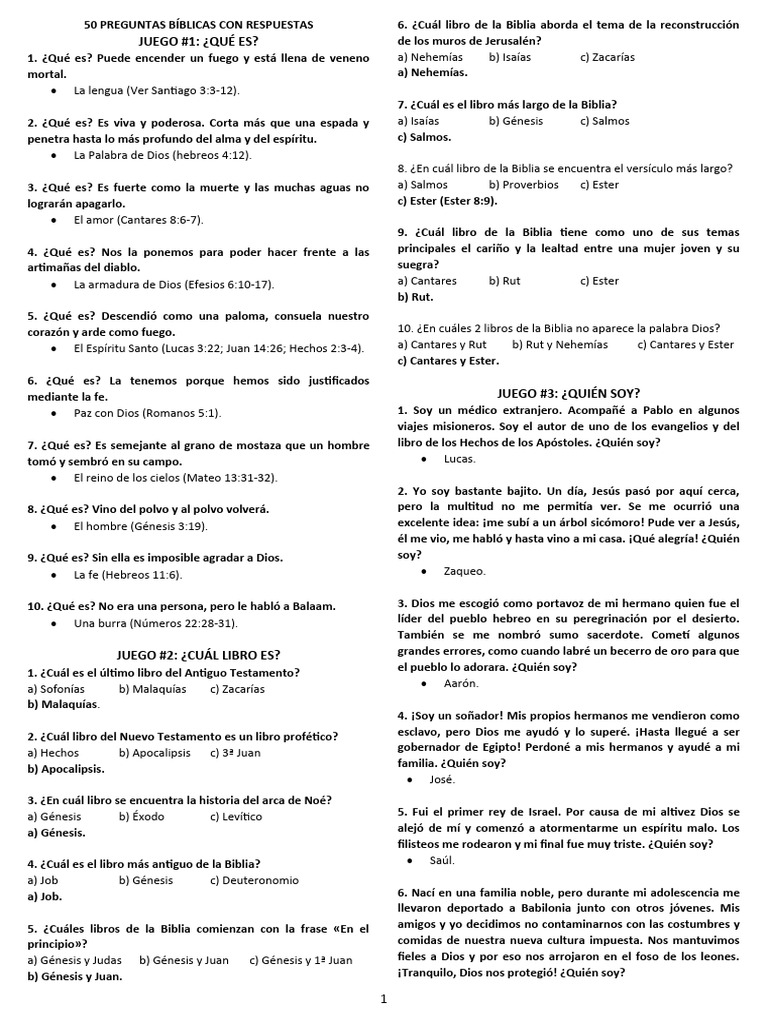 50 Preguntas Bíblicas Con Respuestas | PDF | Biblia | Jesús
