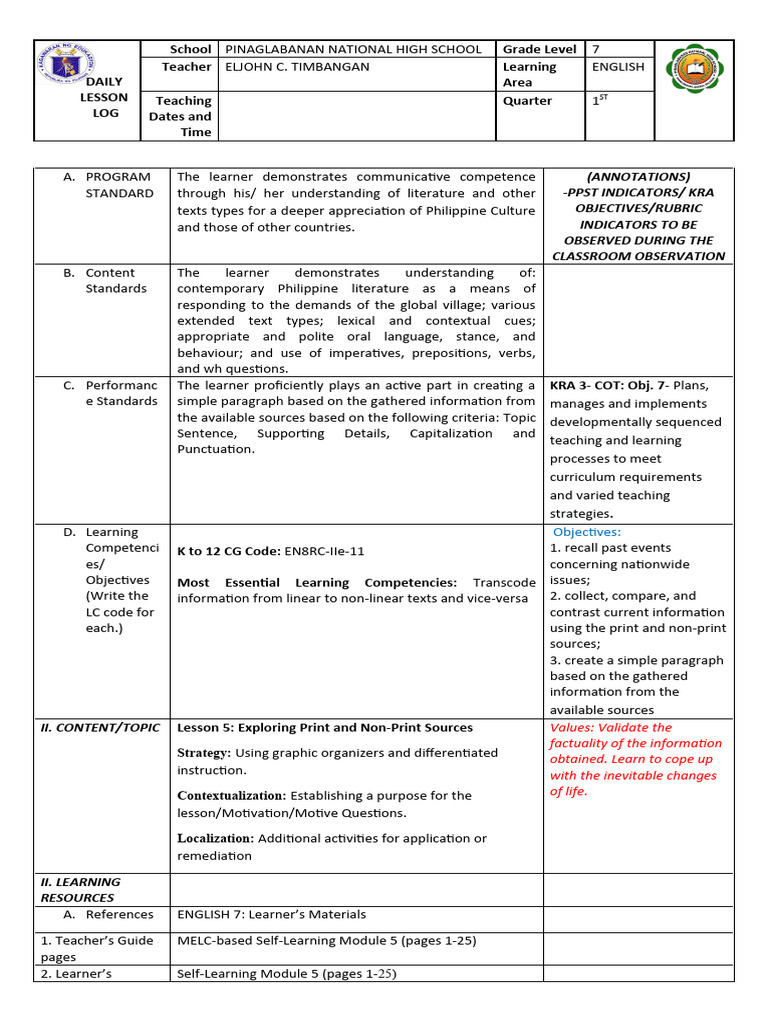 Exploring Print and Non-Print Sources | PDF | Learning | Educational ...