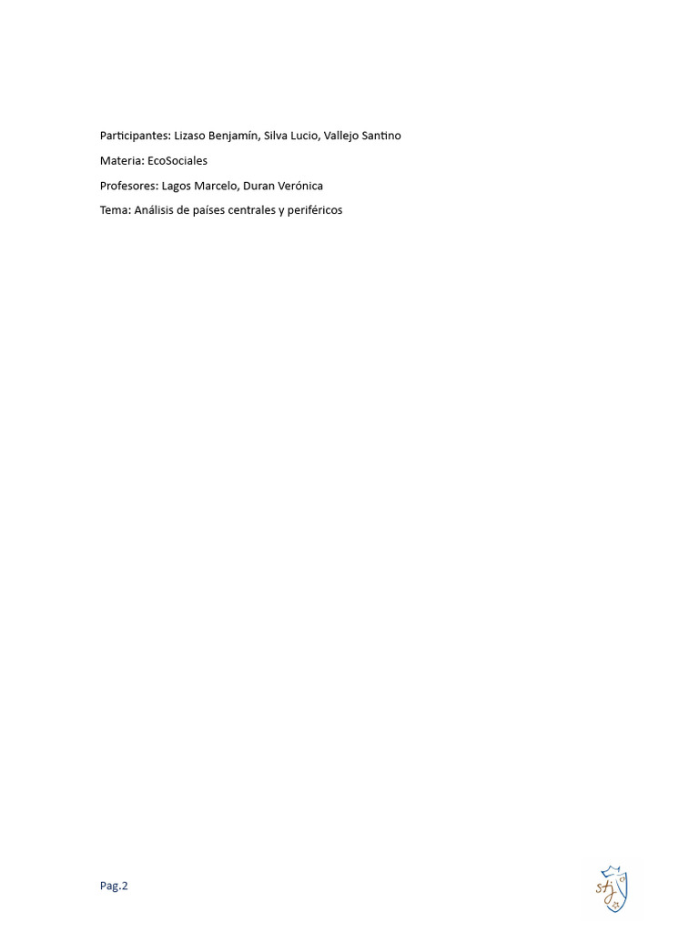Análisis de Países Centrales y Periféricos | PDF