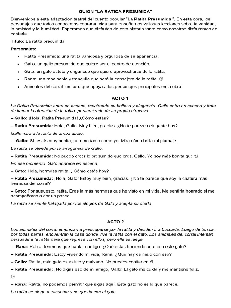 Guion La Ratica Presumida | PDF