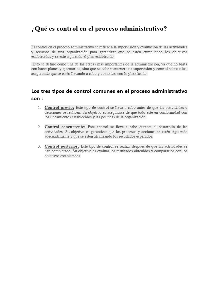 Qué Es Control en El Proceso Administrativo | PDF