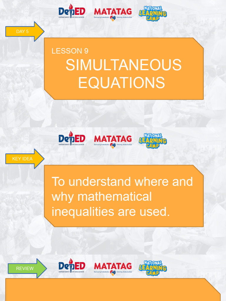 NLC Grade 8 Math Enhancement Lesson 9 Simultaneous Equations | PDF ...
