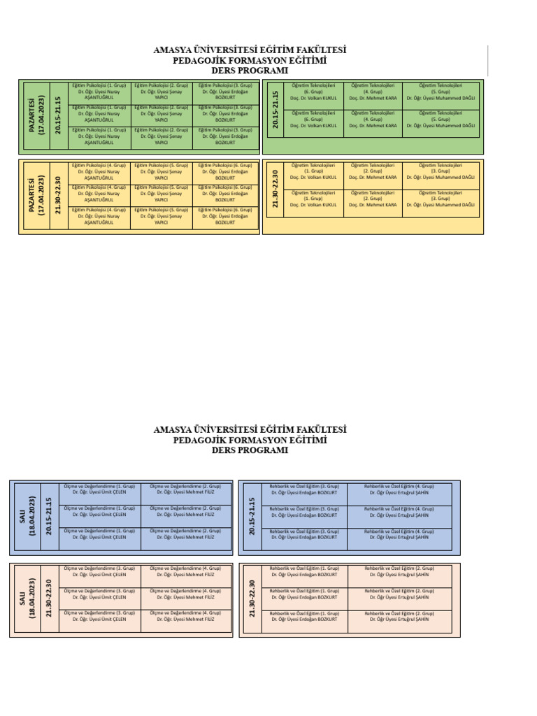 Formasyon Ek Ders Programi | PDF