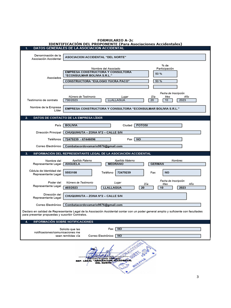 FORMULARIO A-2c | PDF