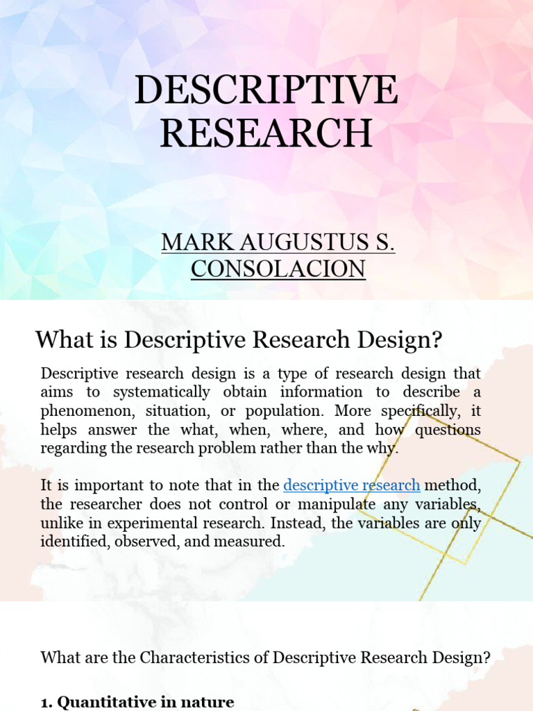 Descriptive Research | PDF | Survey Methodology | Methodology