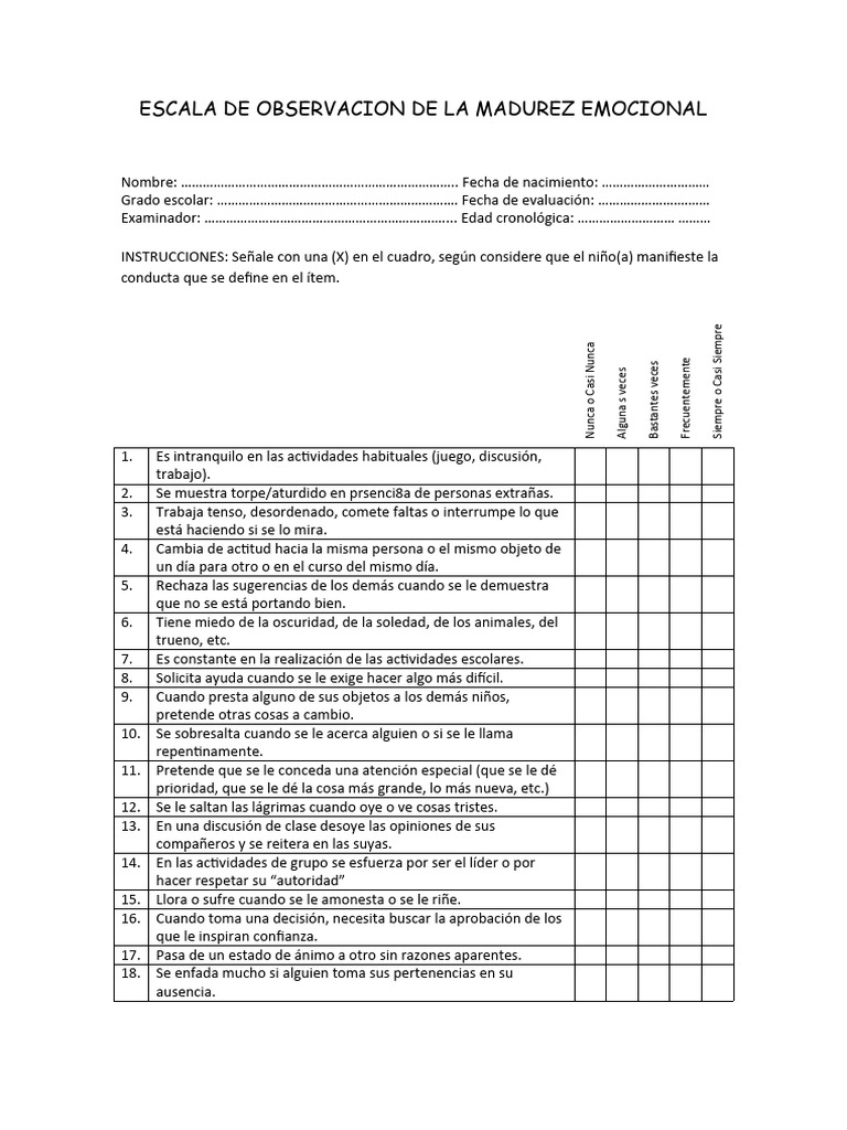 Escala de Observacion de La Madurez Emocional | PDF Escala de Observacion de La Madurez Emocional | PDF