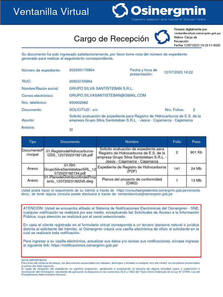Cargo Recepcion 1689207790135 | PDF