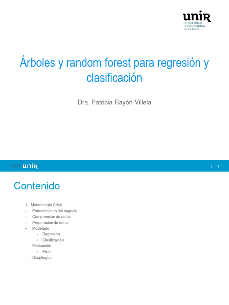 Árboles y Random Forest para Regresión y Clasificación: Dra. Patricia ...