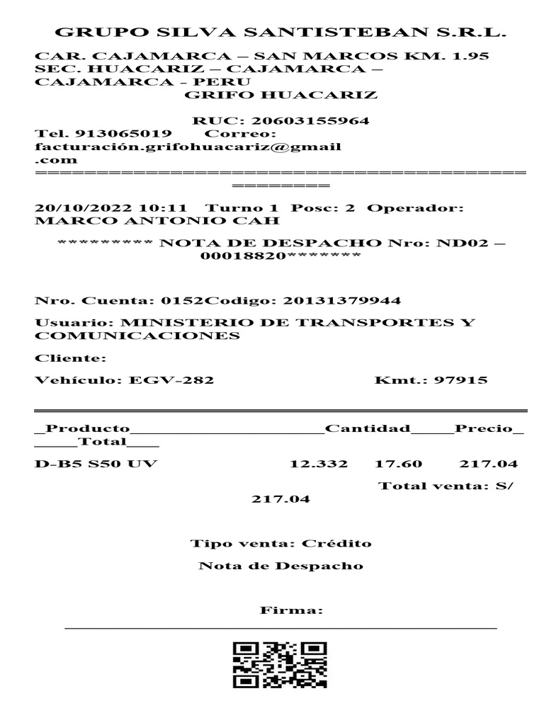 Modelo Nota de Despacho para Imprimir | PDF