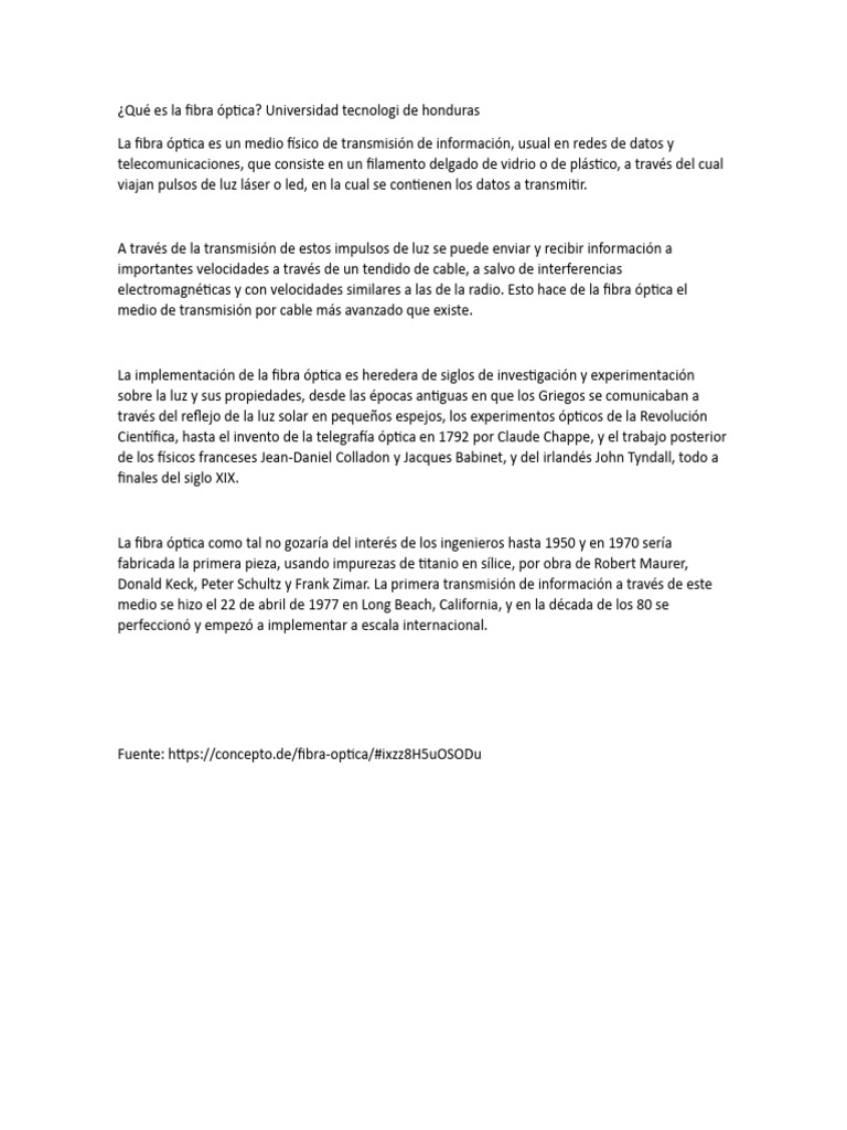 Tarea Fibra Óptica | PDF Tarea Fibra Óptica | PDF