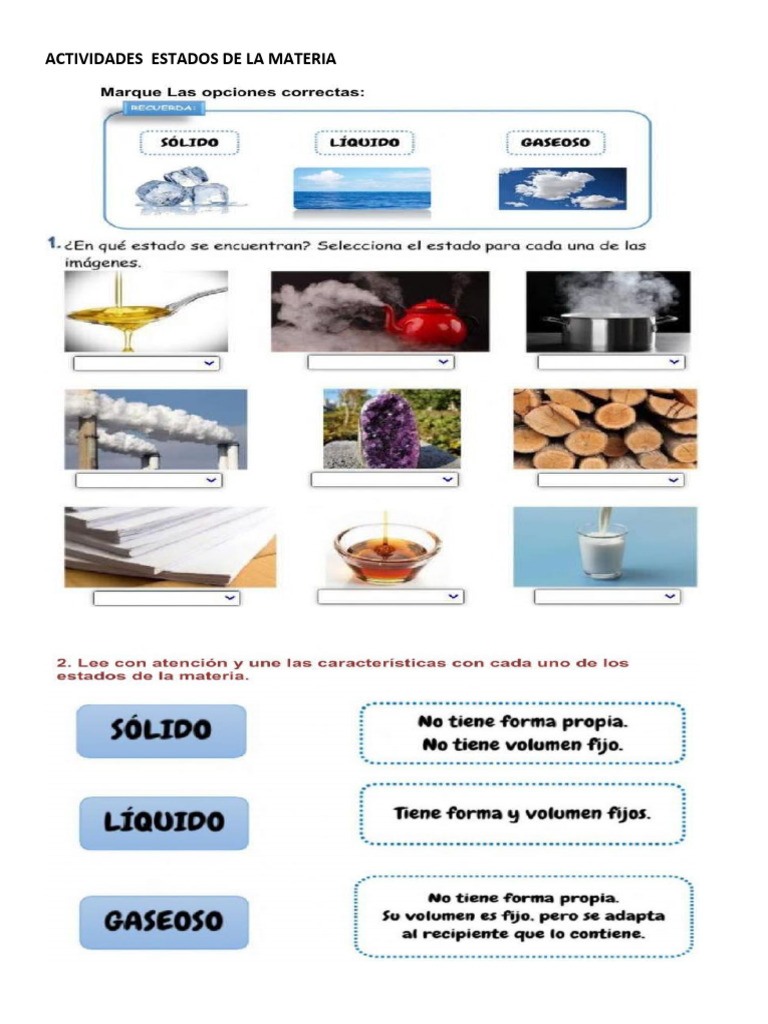 Actividades sobre Estados de la Materia | PDF