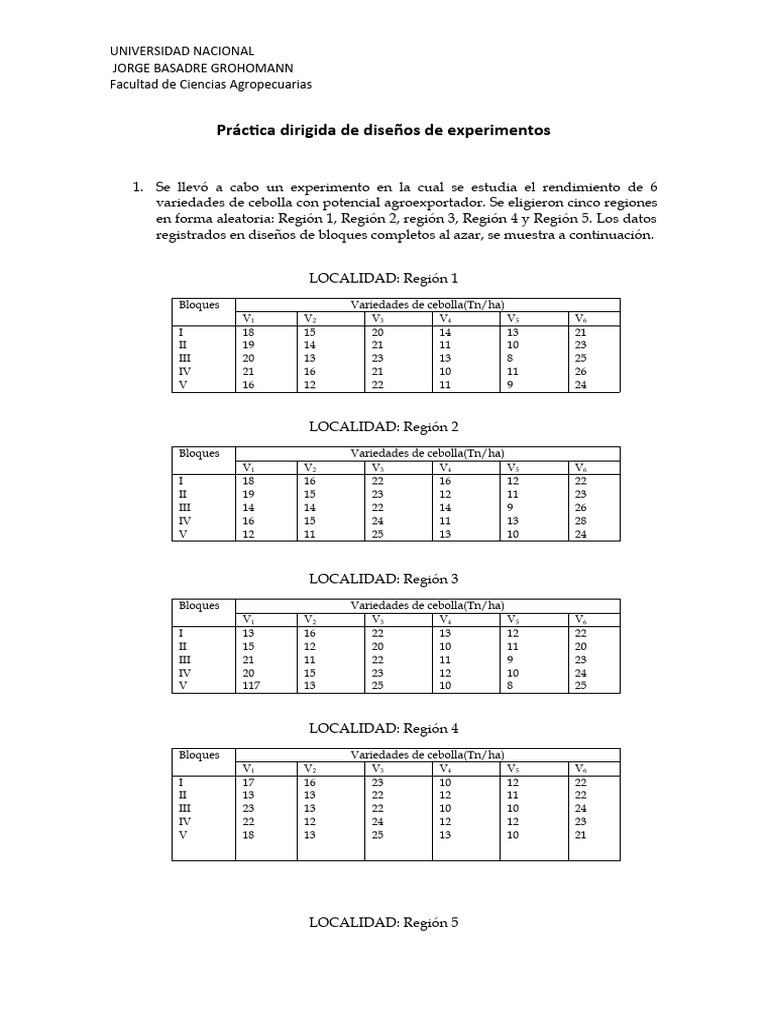 Práctica Dirigida de Diseños de Experimentos | PDF Práctica Dirigida de Diseños de Experimentos | PDF
